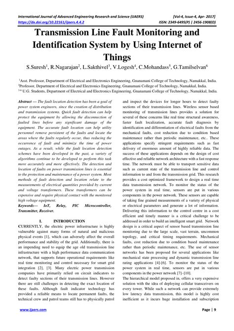 pdf transmission line fault monitoring and identification system by using internet of things