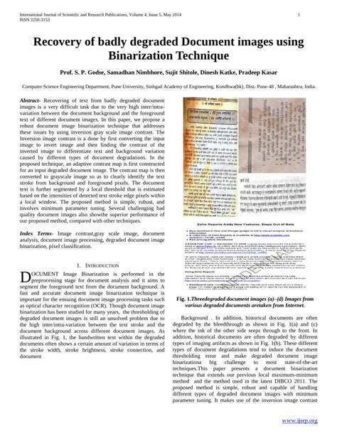 pdf recovery of badly degraded document images using binarization technique dokumen tips