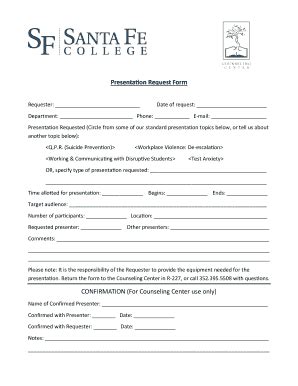 Fillable Online Dept Sfcollege Presentation Request Form