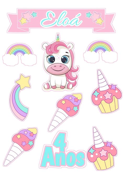 Topper de Bolo unicórnio Aniversário de unicórnio Unicórnio Festa