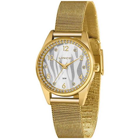 Relogio Feminino Lince Analogico Dourado Submarino