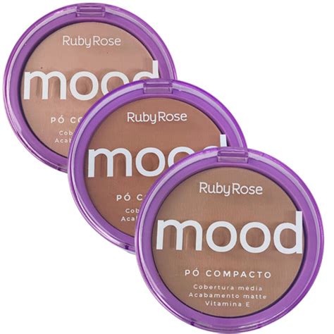 Pó Compacto Mood Grupo 01 Ruby Rose Kit de Maquiagem Virtual Make