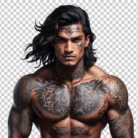 A Man With A Tattoo On His Chest And The Word Tattoo On His Chest