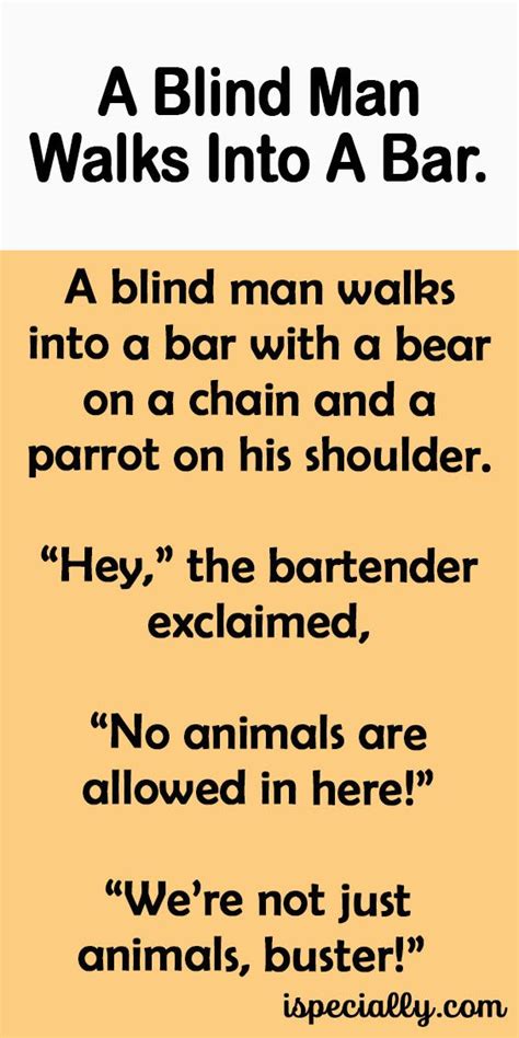 A Blind Man Walks Into A Bar Book Jokes Funny Jokes And Riddles