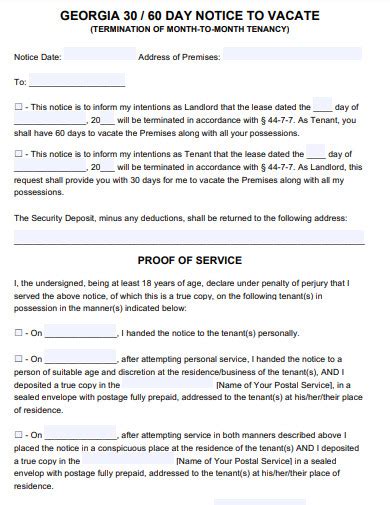FREE 10 60 Day Notice To Vacate Samples In PDF