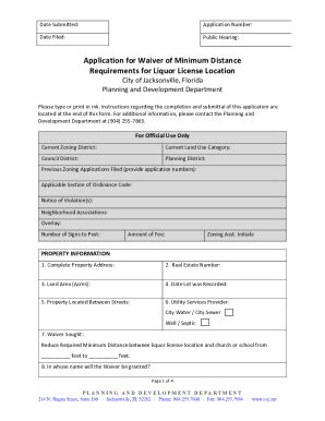 Fillable Online Application For Waiver Of Minimum Distance Requirements
