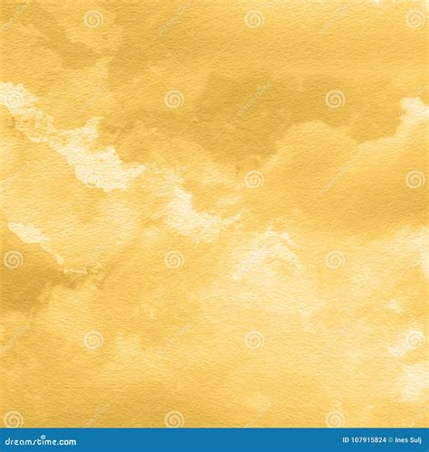 Yellow Gold Watercolor Texture Background Hand Painted Stock