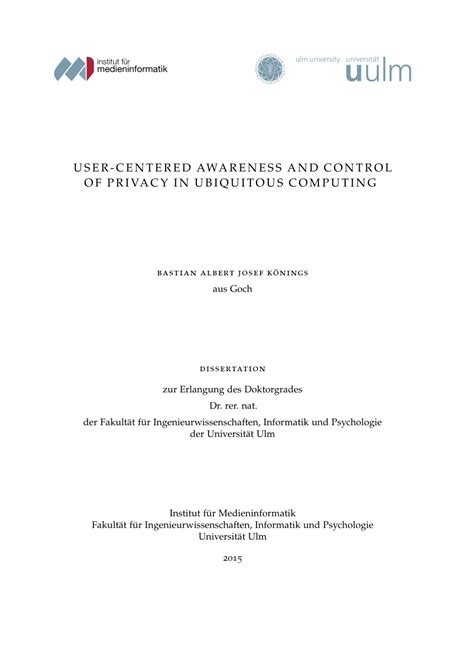 pdf user centered awareness and control of privacy in ubiquitous computing