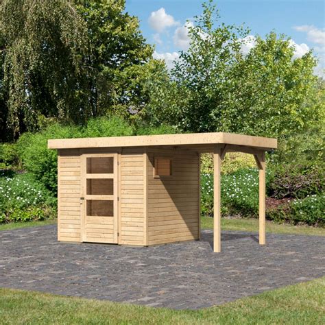 Abri de jardin 4 62m² en bois avec appentis de 1 50 m Freiburg 2 Karibu