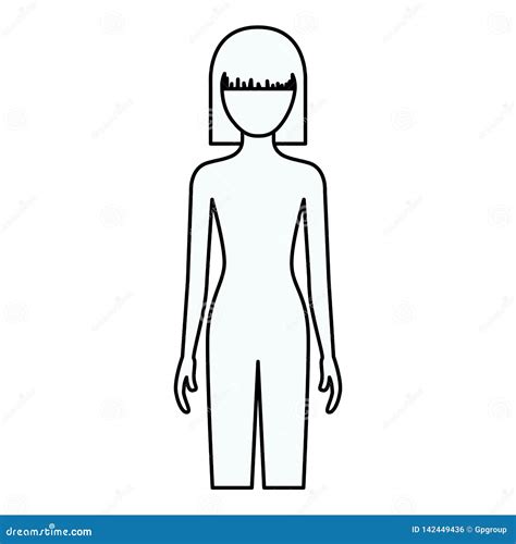 Faceless Naked Woman Nude Body Silhouette Outline Shape Vector