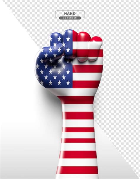 Mão realista bandeira dos estados unidos em renderização 3d PSD