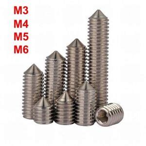 M3 M4 M5 M6 Stainless Steel Cone Point Grub Screws Hex Socket Set Screw