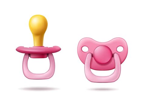 Conjunto de ilustración de icono de vector realista chupete de niña