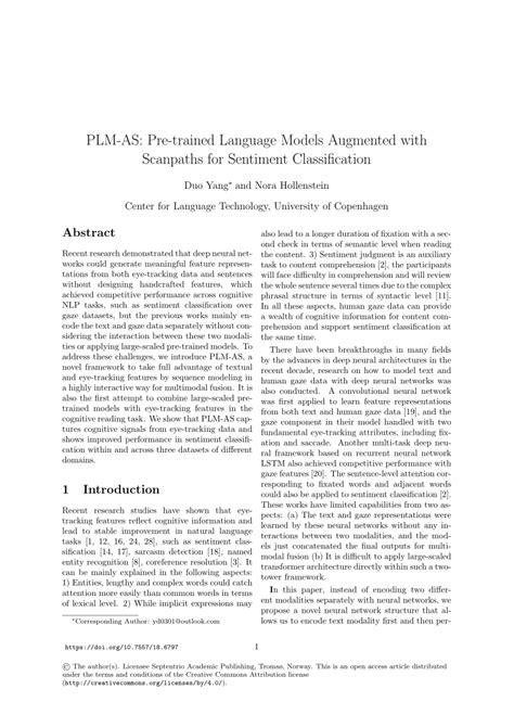 pdf plm as pre trained language models augmented with scanpaths for sentiment classification