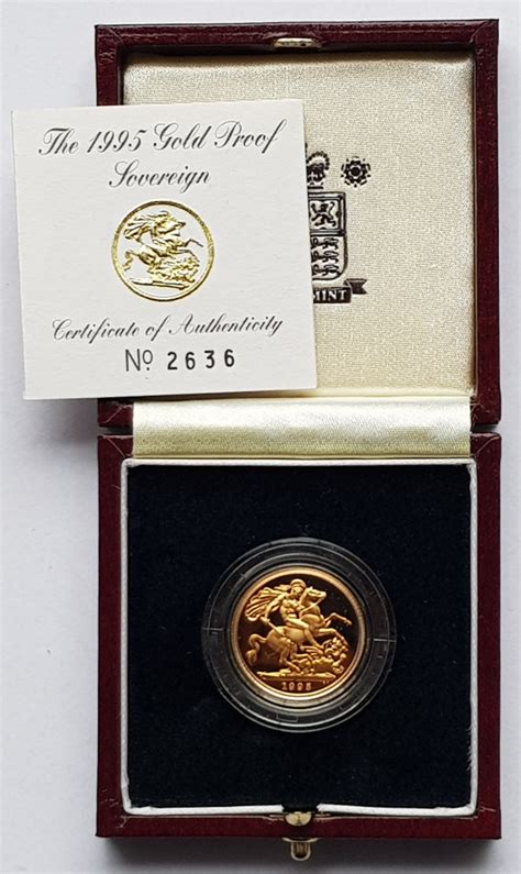 1995 Gold Proof Sovereign M J Hughes Coins