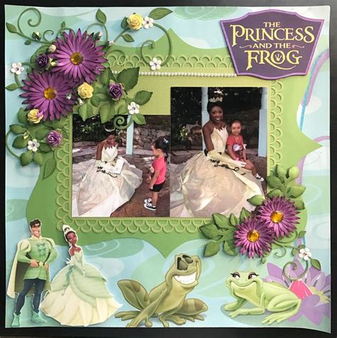 The Princess And The Frog Photo Frame Is Decorated With Flowers Frogs