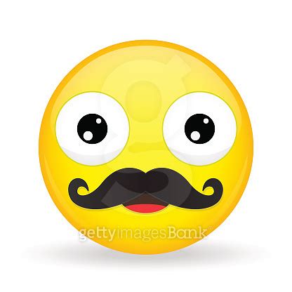Mustache emoji Happy emotion Dad emoticon Cartoon style 이미지