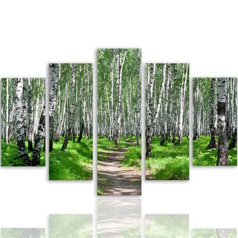 Obraz tryptyk pięcioczęściowy FEEBY Las Brzozy Natura 100x70 Feeby