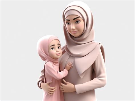 Una madre y su hijo se abrazan y el niño lleva un hiyab rosa Foto