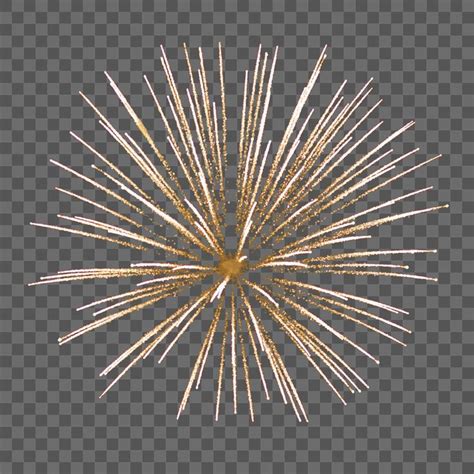Golden Fireworks On A Transparent Background With Clippings To Put It