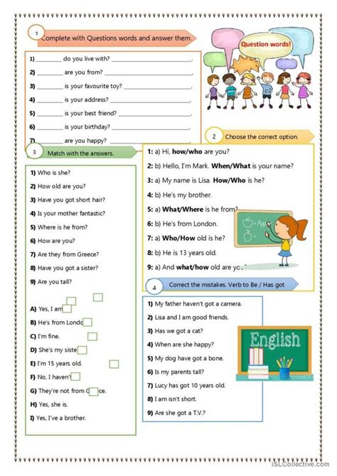 Has Got Verb To Be Wh Questions Personal Questions Reading