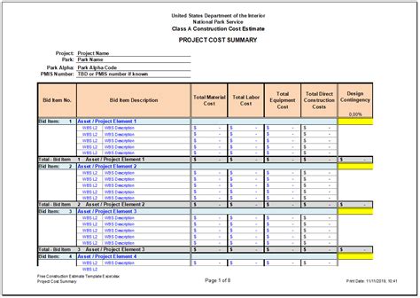 Estimate Excel Template Free