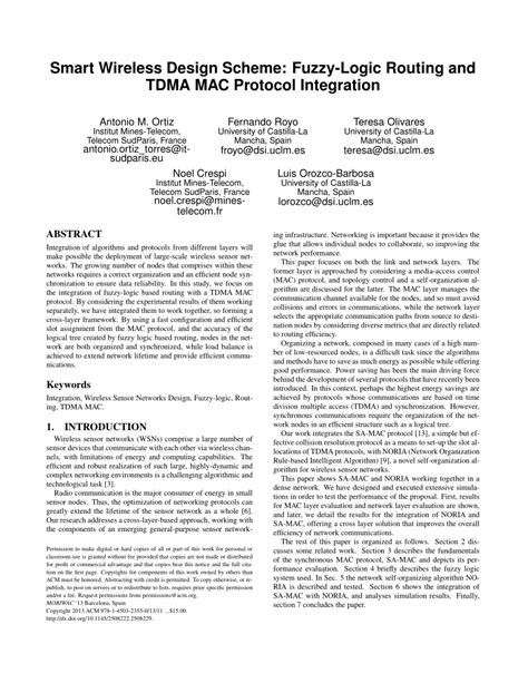 pdf smart wireless design scheme fuzzy logic routing and tdma mac protocol integration
