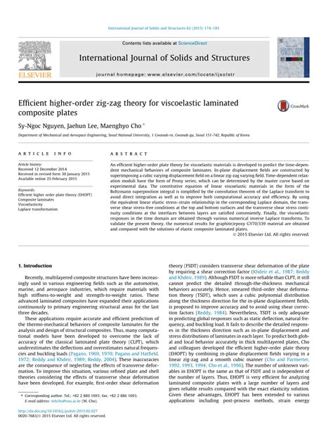 pdf efficient higher order zig zag theory for viscoelastic laminated composite plates