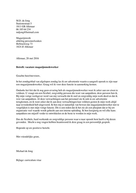Sollicitatiebrief Magazijnmedewerker Magazijnier GRATIS CV Sjabloon