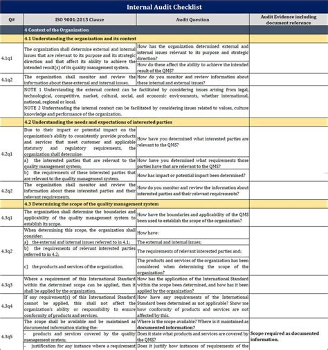Iso Internal Audit Checklist Excel Template Internal Audit