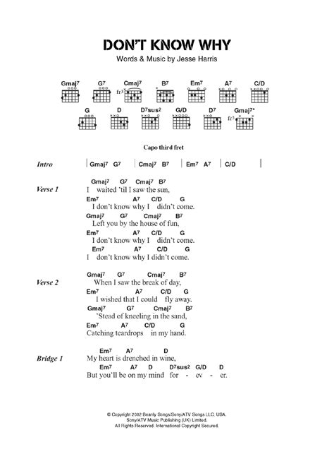 Norah Jones Dont Know Why Chords Sheet And Chords Collection