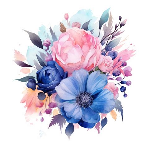 Premium Ai Image There Is A Bouquet Of Flowers With Blue And Pink