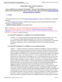 MINISTERUL EDUCA ŢIEI NA ŢIONALE pentru ministerul educa iei na