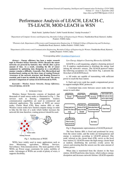 pdf performance analysis of leach leach c ts leach mod leach in wsn