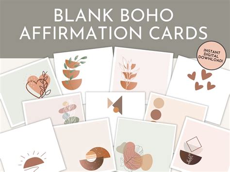 Printable Blank Affirmation Cards Boho Affirmation Cards Blank