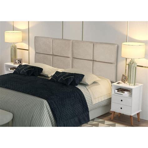Cabeceira Queen Suede Criado Mudo Casas Bahia