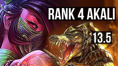 AKALI Vs RENEKTON TOP Rank 4 Akali 6 Solo Kills Godlike 7 2 4