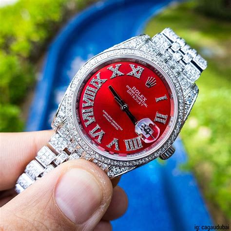 Rolex Red Face Iced Out Flash Sales Bellvalefarms