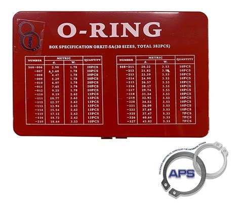 Estuche Oring Aps Medidas Estándar N70 382 Piezas Meses sin intereses