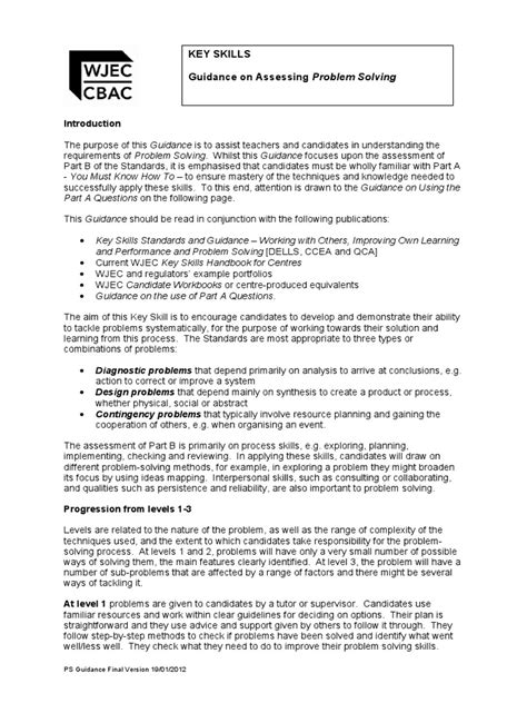 level 1 4 guidance on assessing problem solving pdf educational assessment cognition