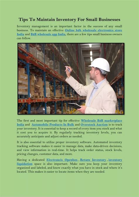 Ppt Tips To Maintain Inventory For Small Businesses Powerpoint