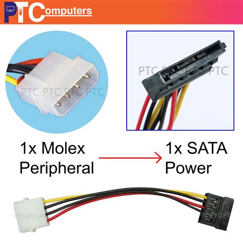 15cm 4 Pin Peripheral Molex Power To 15 Pin SATA Power Converter Cable