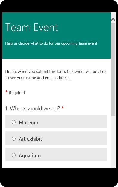 create a form with microsoft forms office support