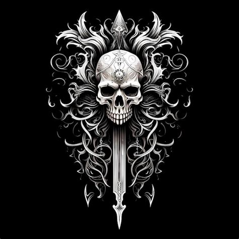 Premium AI Image Skull And Dagger Tattoo Design Illustration