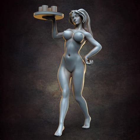 3d Stl Naked Woman Barmaid Digital Drawing File 3d Printer In Print
