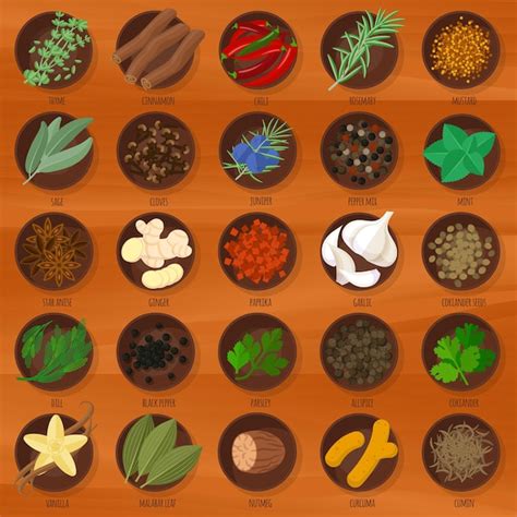 Premium Vector Flat Design Herbs And Spices Icon Set