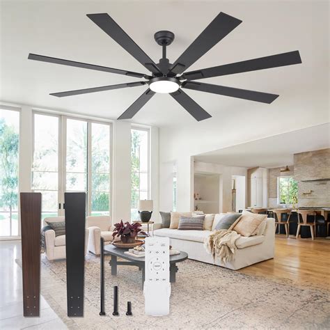 ZMISHIBO 72 Inch Large Ceiling Fans With Lights Remote Control Indoor