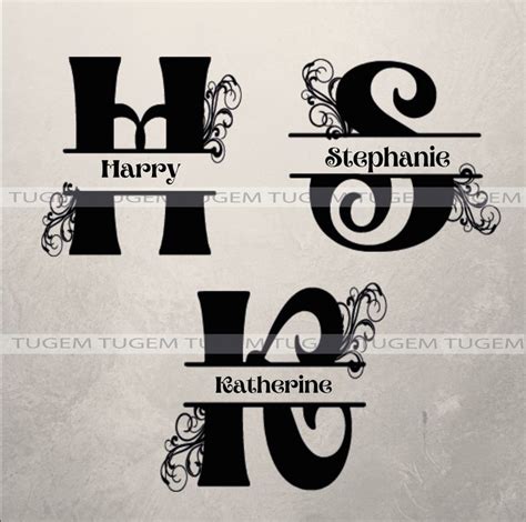 Ornamental Split Monogram Svg Bundle Split Monogram Frame Alphabet Svg