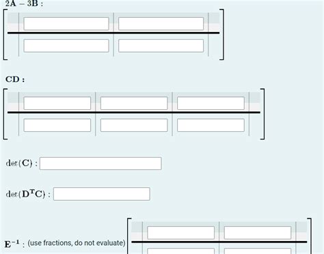 Solved Consider The Following Matrices Chegg