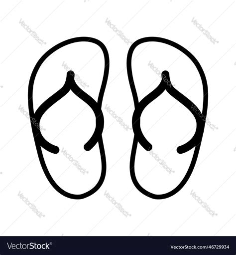 Line Sandal Flip Flops Isolated Icon Design Vector Image